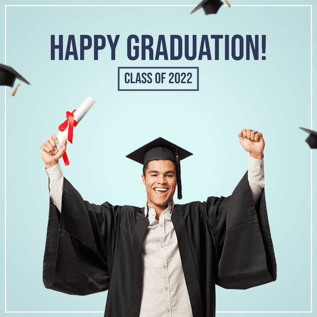 Blue Background Happy Graduation Linkedin Post