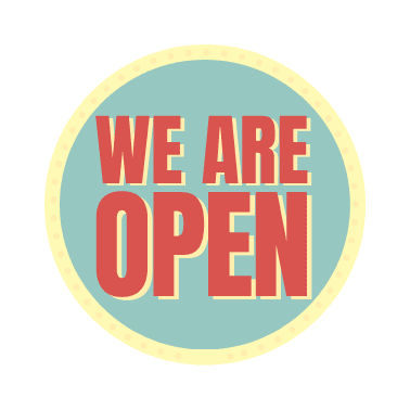 Blue Background We Are Open Sticker Template