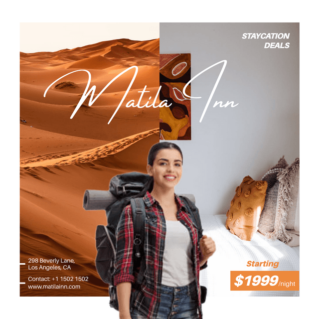 Desert Themed Matila Inn Hotel Ad Instagram Post Template