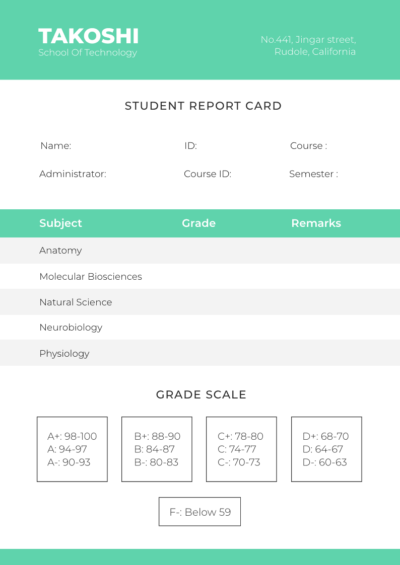 Easy and Free Customizable Report Card Templates | Picmaker