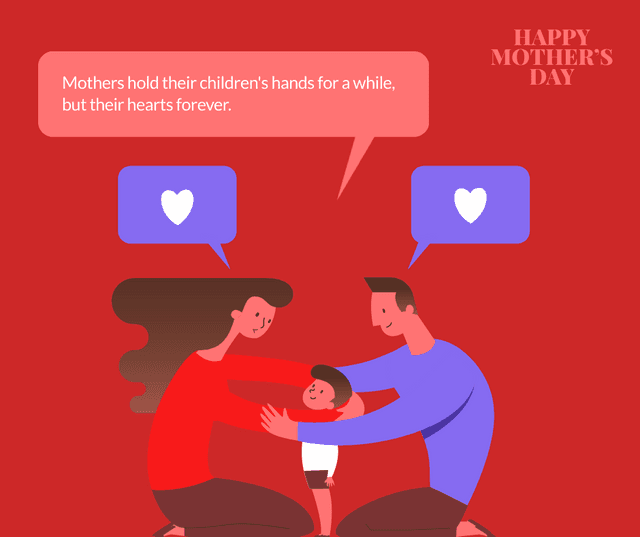 Family Illustrated Mothers Day Facebook Post Template