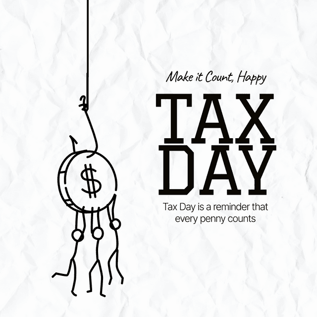 Black And White Tax Day Instagram Post Template