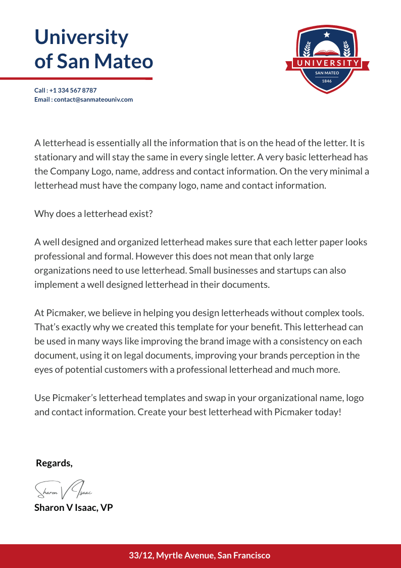 Easy and Free Customizable Letterhead Templates | Picmaker
