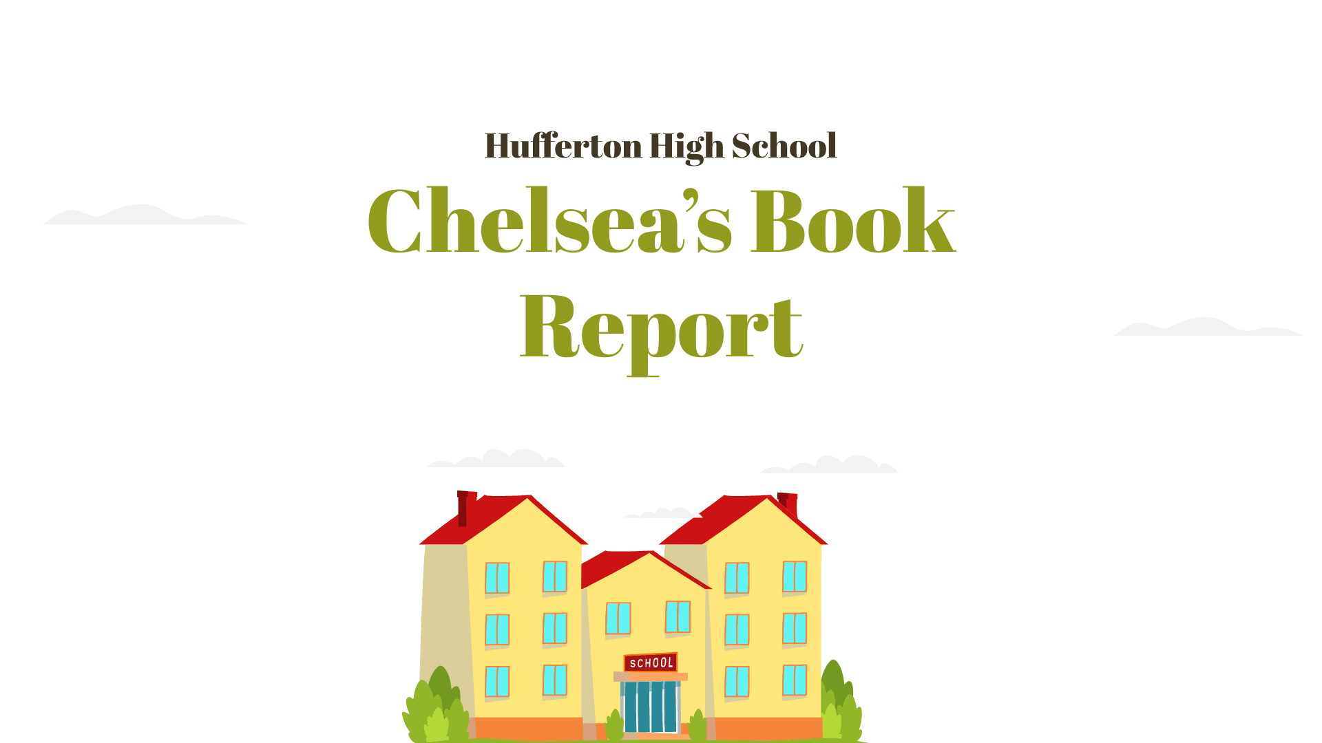 White Background School Building Book Report Presentation Template