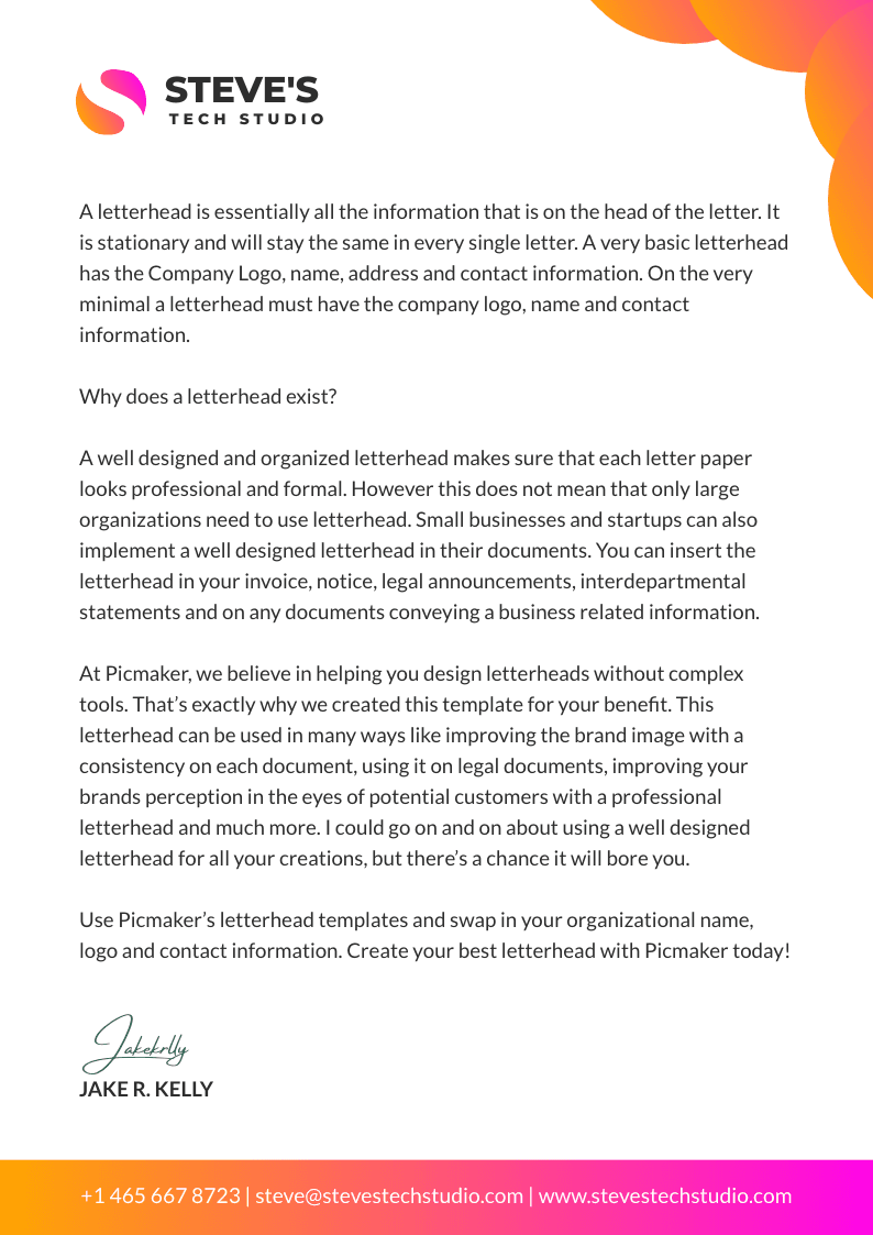 Easy and Free Customizable Letterhead Templates | Picmaker