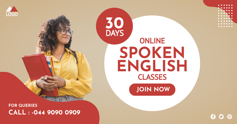 Online Spoken English Classes Announcement Free Facebook Ad Template