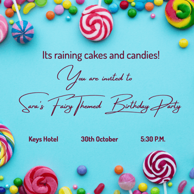 Colorful Candies in Blue Background Its Raining Cakes Instagram Post ...