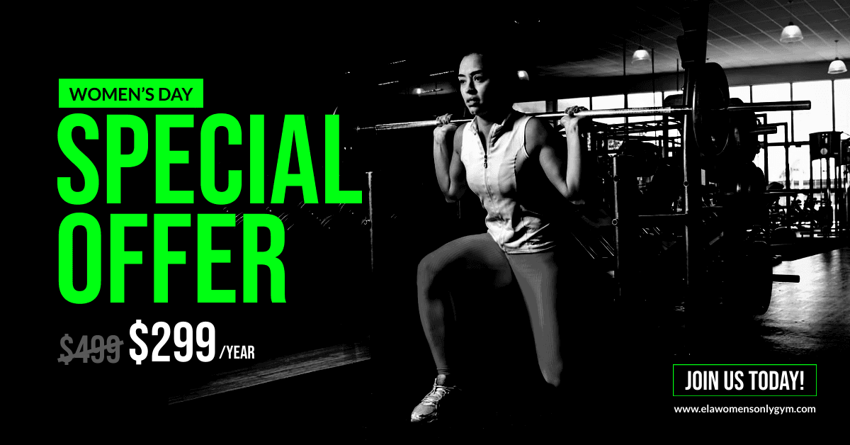 Monochrome Women Working Out Gym Facebook Ad Template