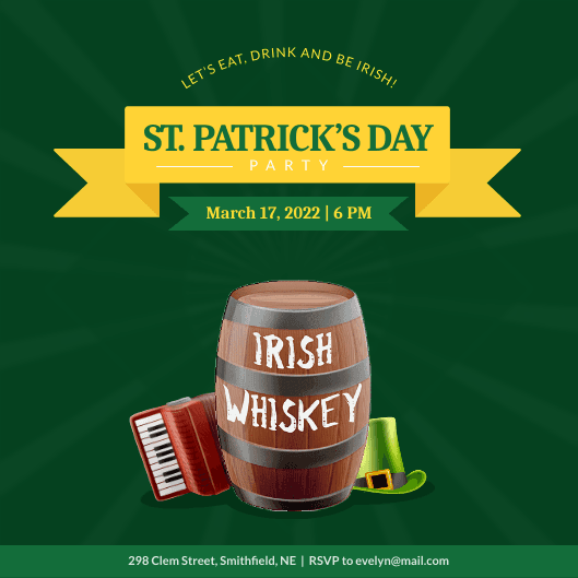 Irish Flag St Patricks Day Ceilidh Invitation Template