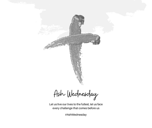 White Background Illustrated Ash Wednesday Facebook Post Template