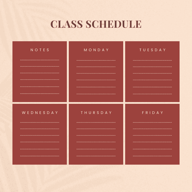 Class Schedule Instagram Post Template