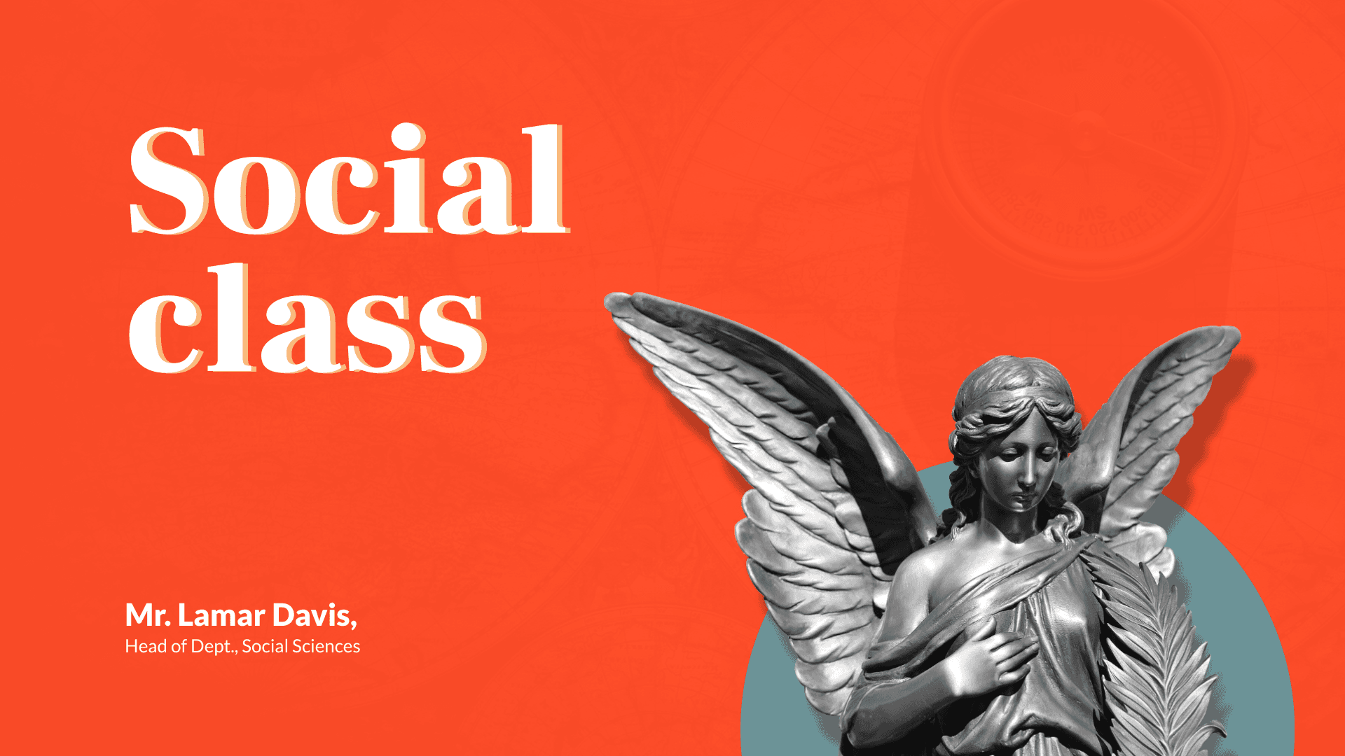 Orange Statue of an Angel Social Class Educational Presentation Template
