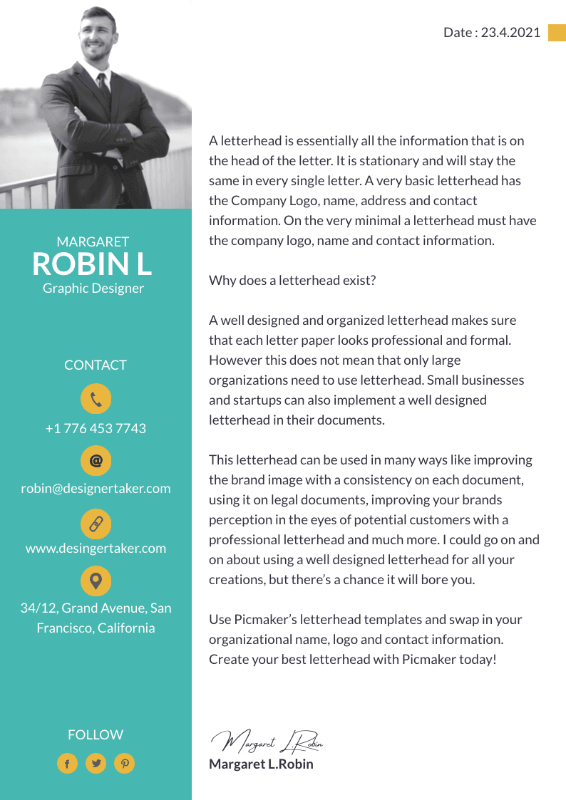 Easy and Free Customizable Letterhead Templates | Picmaker