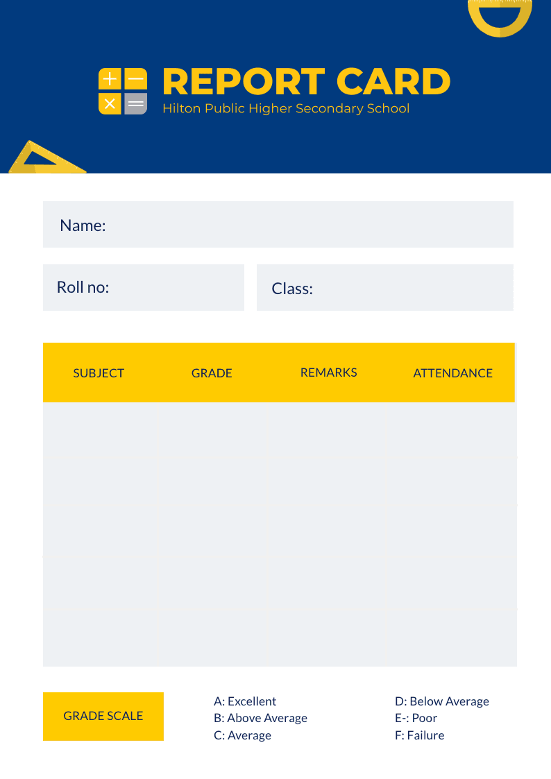 Easy and Free Customizable Report Card Templates | Picmaker