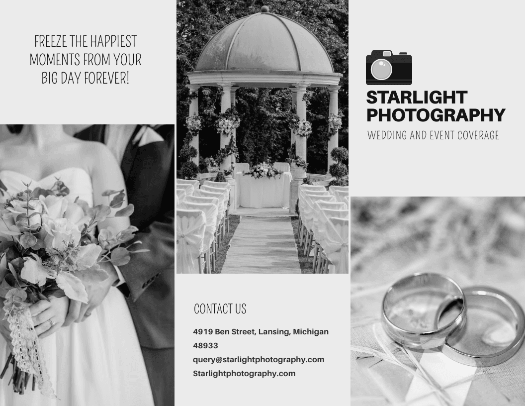 Grey Theme Wedding Photography Brochure Template