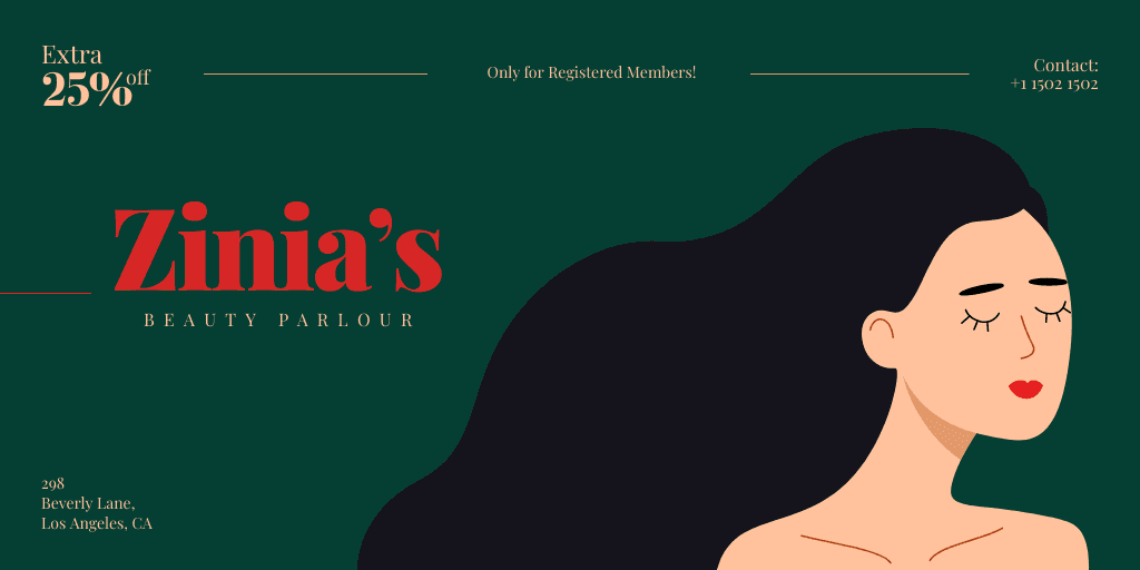 Green Illustrated Beauty Parlour Ad Twitter Post Template