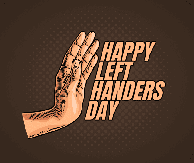 Hand Illustrated National Left Handers Day Facebook Post Template