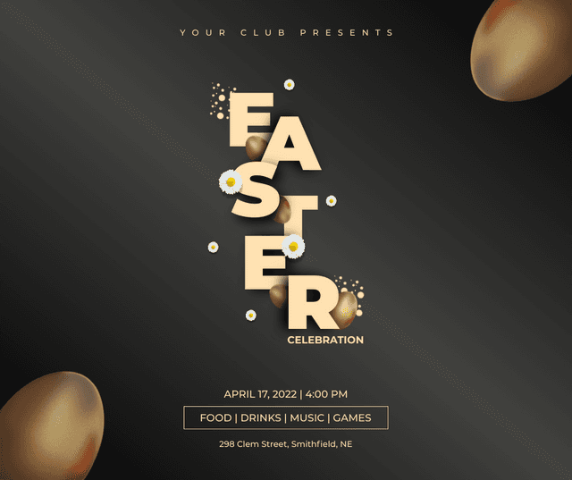 Golden Easter Eggs Easter Celebration Facebook Post Template