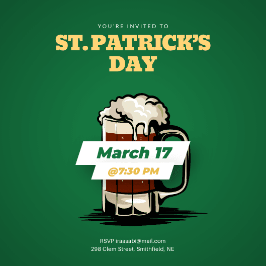 Irish Flag St Patricks Day Ceilidh Invitation Template